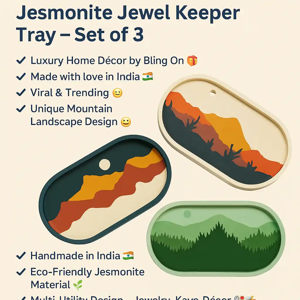 Handcrafted Jesmonite Jewel Keeper Tray – Set of 3