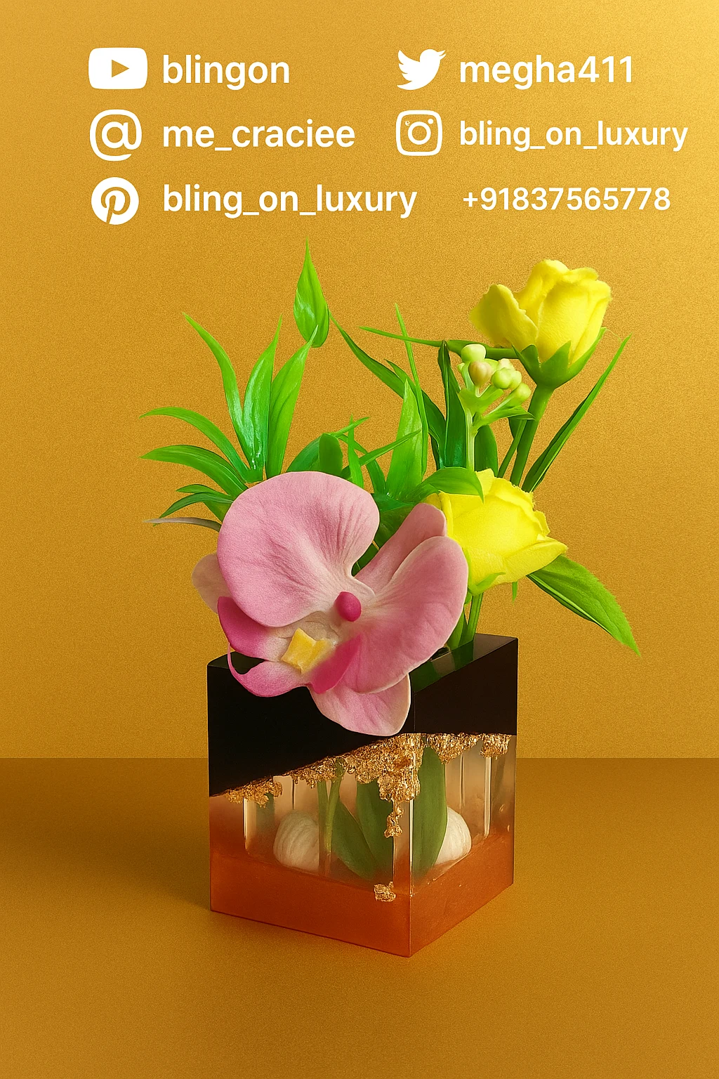 Bling On Handmade Premium Resin Planter Pot – Rectangle Decorative ...