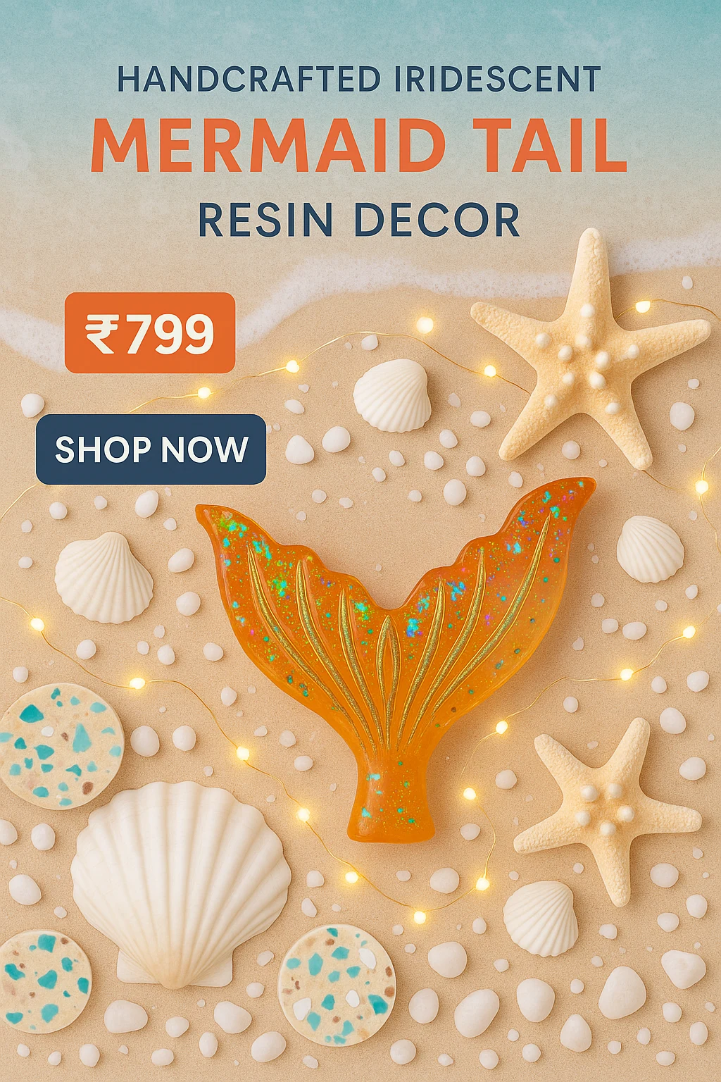 Bling On Iridescent Mermaid Tail Resin Decor 🌊 • Bling On-