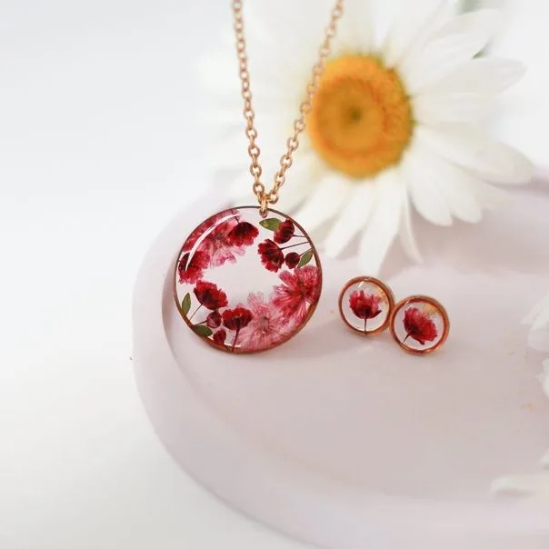 💖 Bling On® Real Bloom Round Resin Jewelry Set – India No.1 Handmade ...