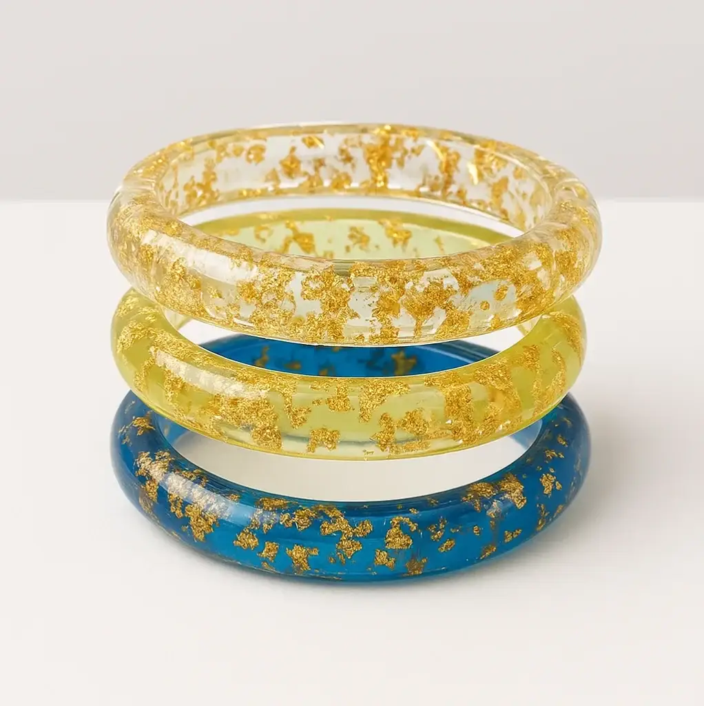 Clear Resin Bangle with Gold Flakes | Luxury Handmade Jewellery for ...