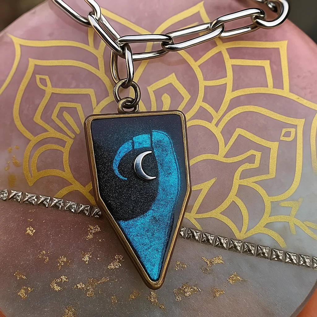 Handmade Customizable Resin Pendant – Blue Sapphire Elegance • Bling On-