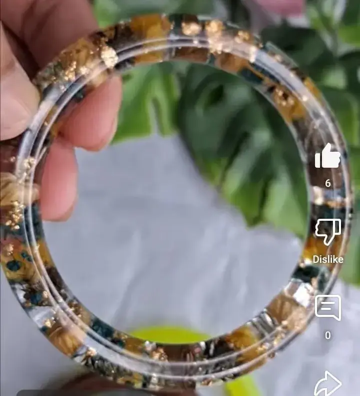 Clear Resin Bangle with Gold Flakes | Luxury Handmade Jewellery for ...