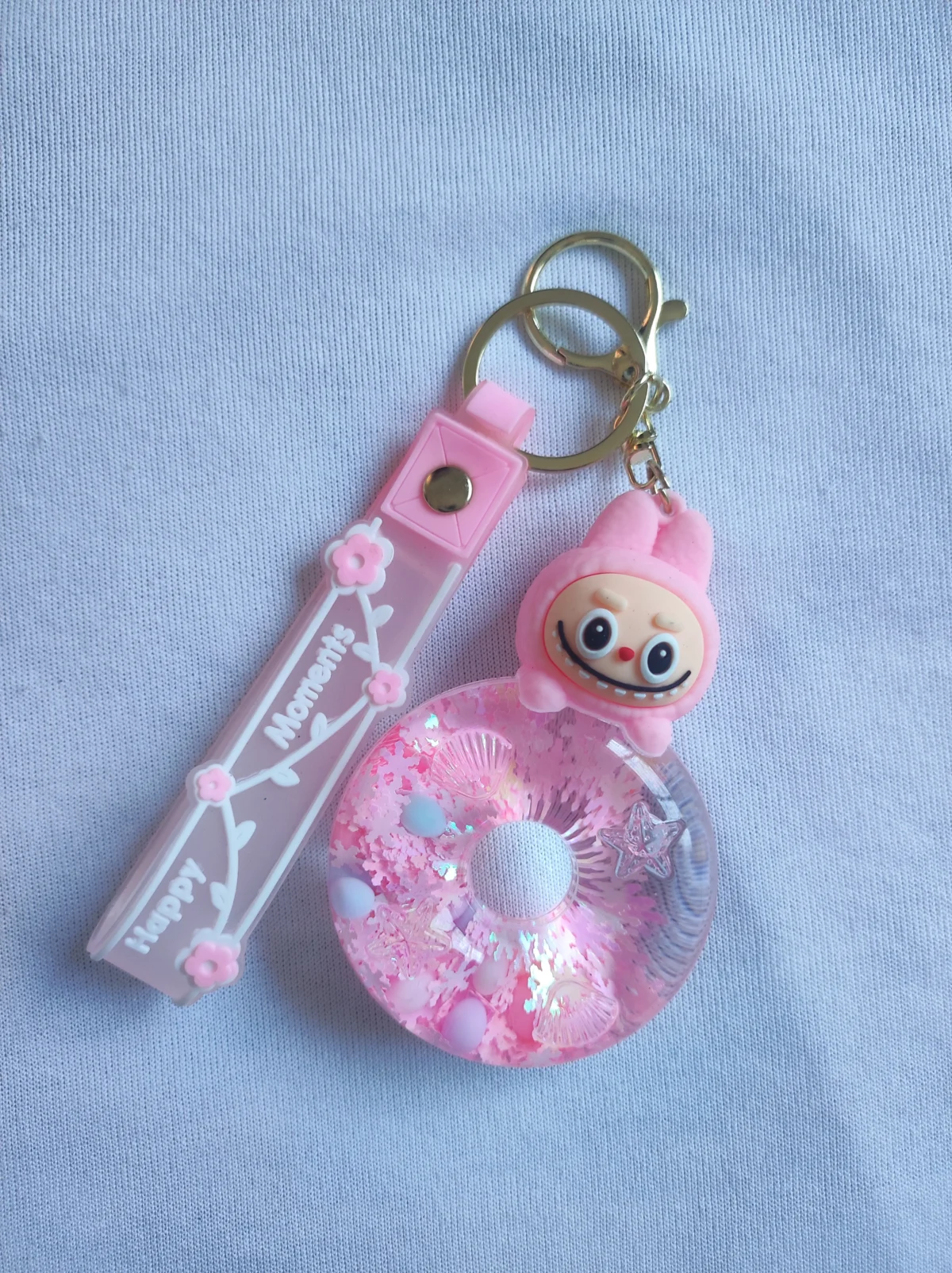 🌸 Cute Pink Character Donut Keychain – Adorable Accessory for Bags ...