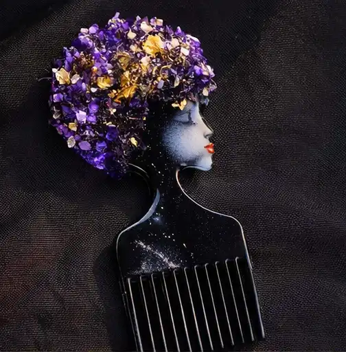 Afro Queen Resin Comb Art Collection 3D design – Handmade Luxury Hair ...